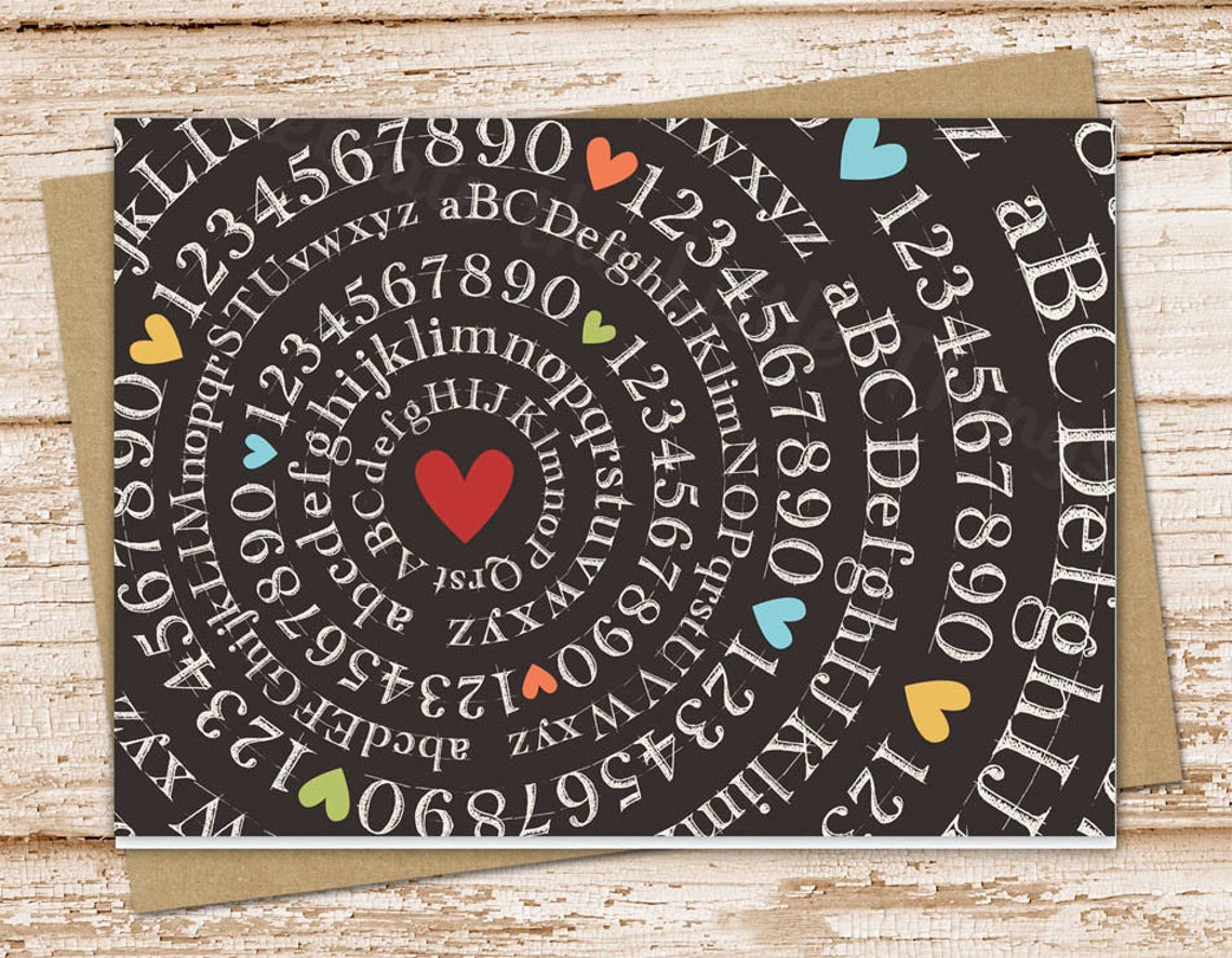 School Note Card Set . Teacher Gift . Chalkboard Alphabet - Etsy