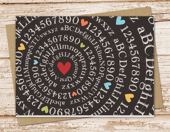 school note card set . teacher gift . chalkboard alphabet notecards ...