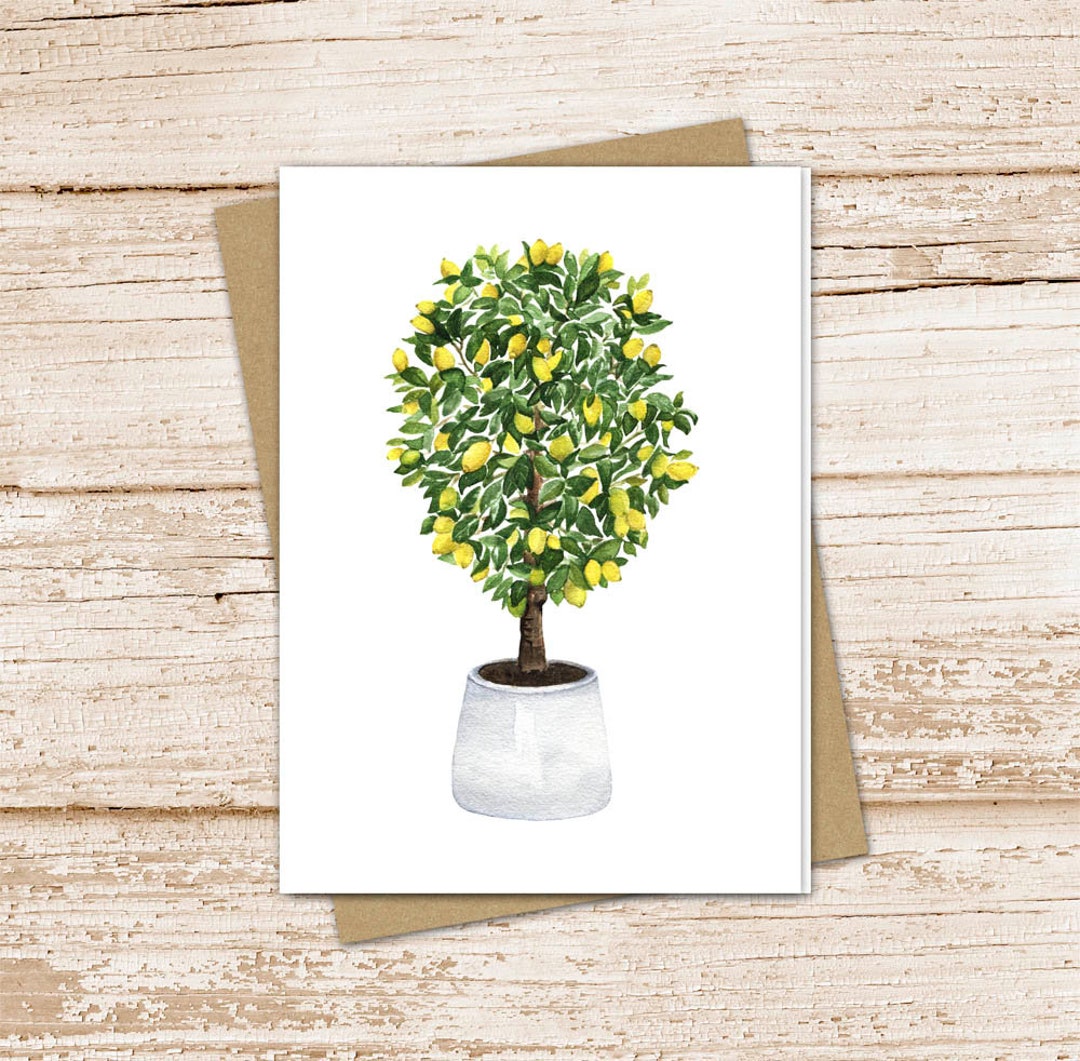 Lemon Tree Card Set . Watercolor Note Cards . Fruit Nature. Blank Note ...