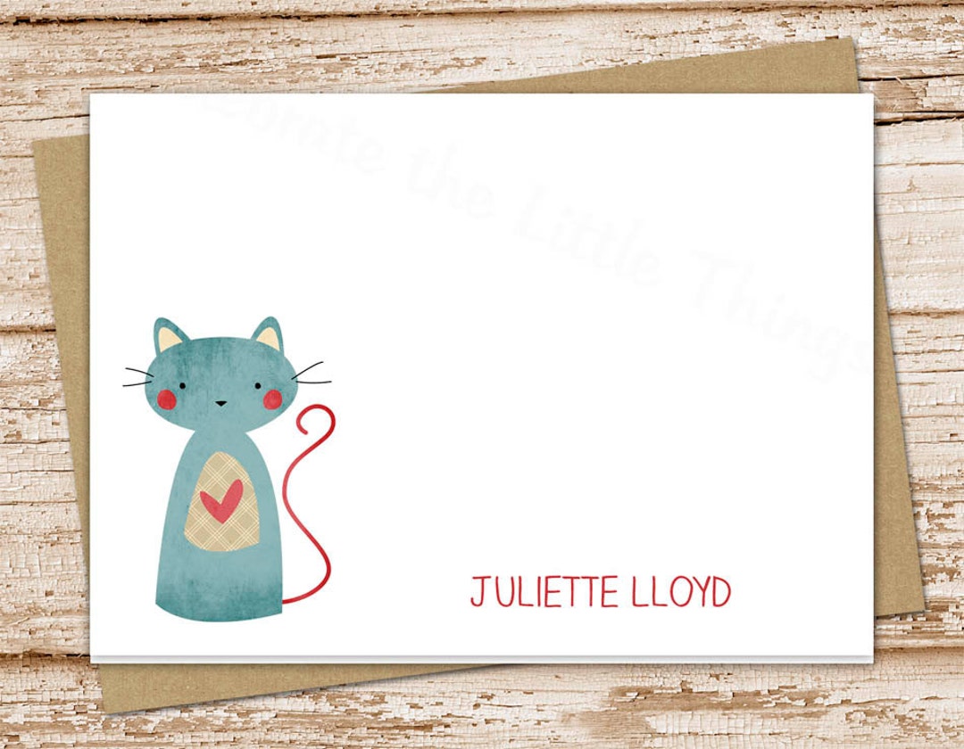 Personalized Cat Note Cards . Cat Stationery . Stationary . Folded ...