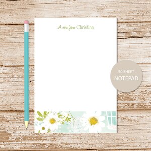 Personalized Daisy Stationery Set . Camomile Daisies Notepad + Note ...
