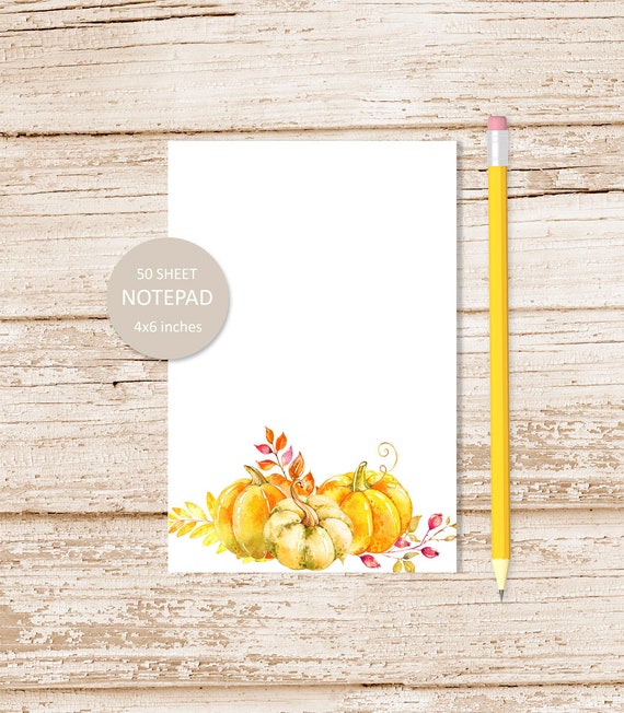 pumpkins notepad . watercolor pumpkin note pad . autumn fall stationery ...