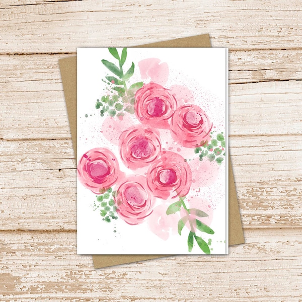 Pink Greeting Card - Etsy