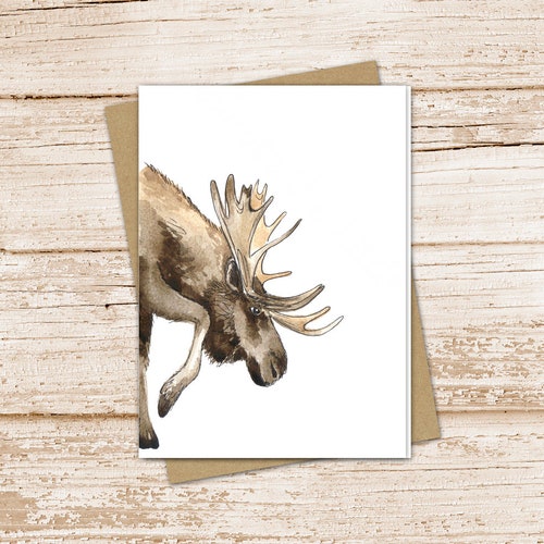 Moose Card Set . Watercolor Moose Note Cards . Elk Animal - Etsy