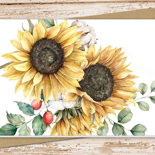 Sunflower Card Set . Watercolor Sunflowers Note Cards . Yellow - Etsy