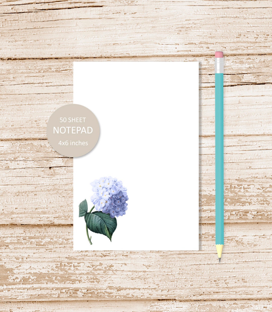 Hydrangea Notepad . Watercolor Blue Hydrangea Note Pad . Floral, Flowers Stationery . Stationary ...