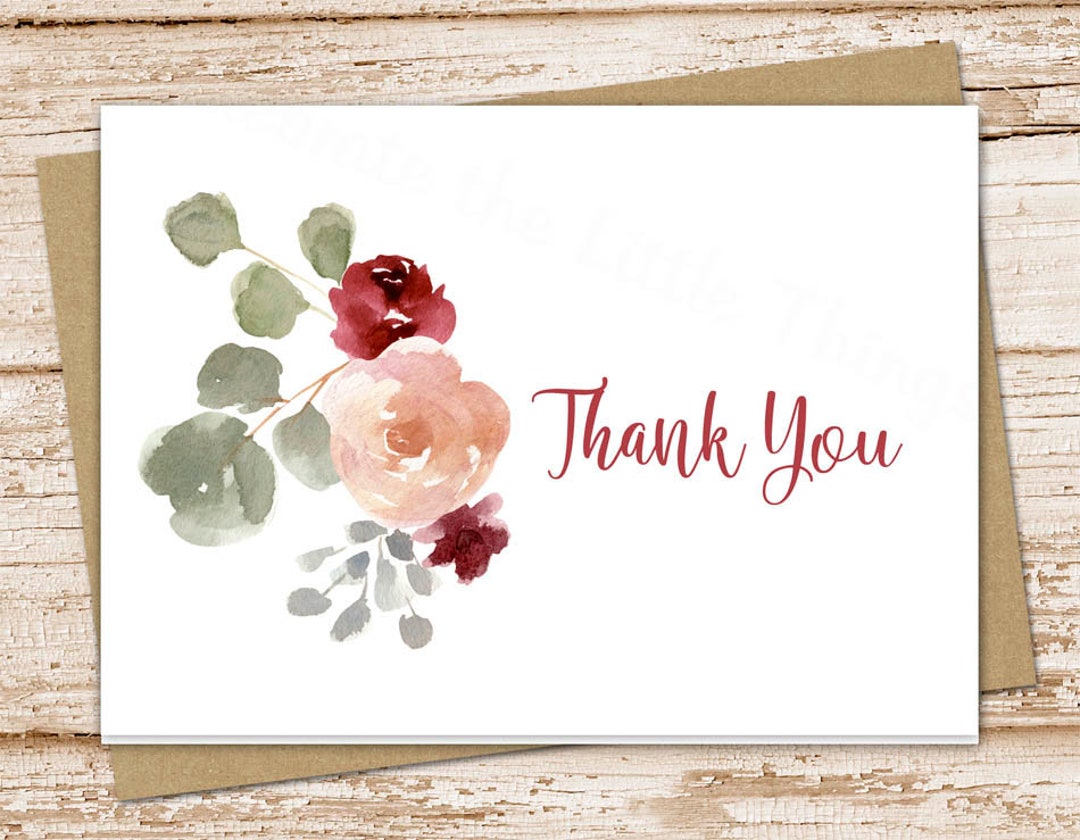 Floral Thank You Cards: Bohemian Watercolor Stationery, Set of 10 - Etsy