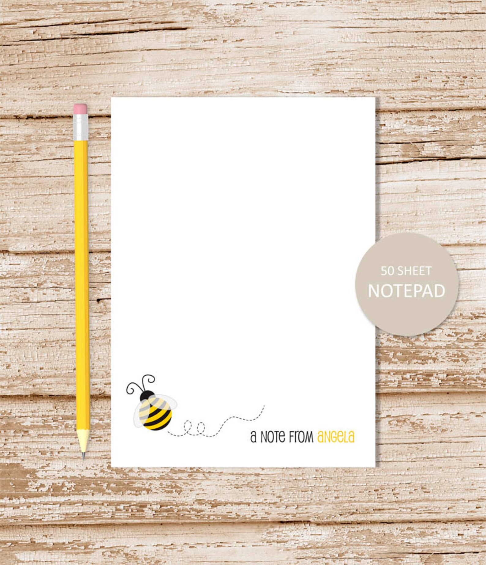 Personalized Bee Stationery Set . Bumble Bee Notepad Note - Etsy