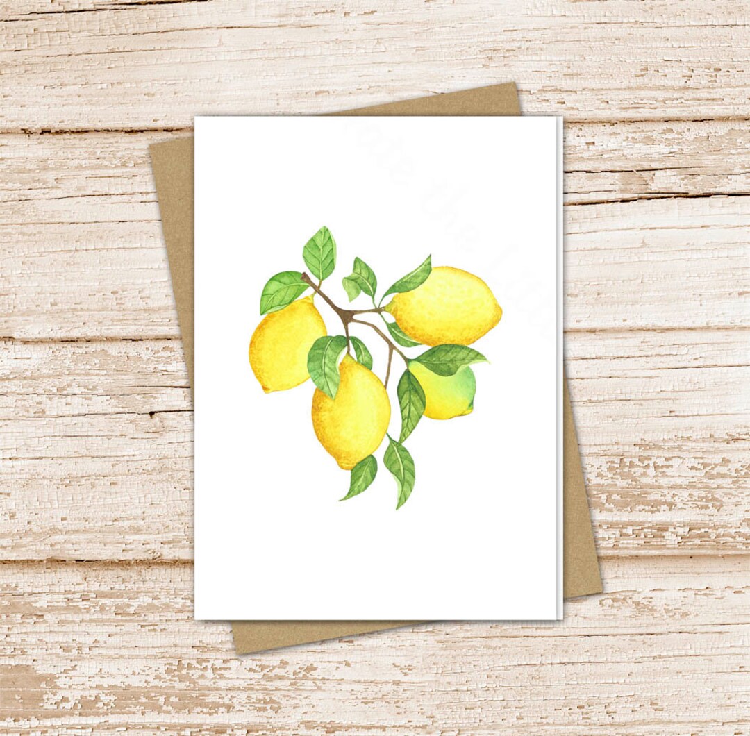 Lemons Card Set . Watercolor Lemon Note Cards . Fruit Nature. Blank ...