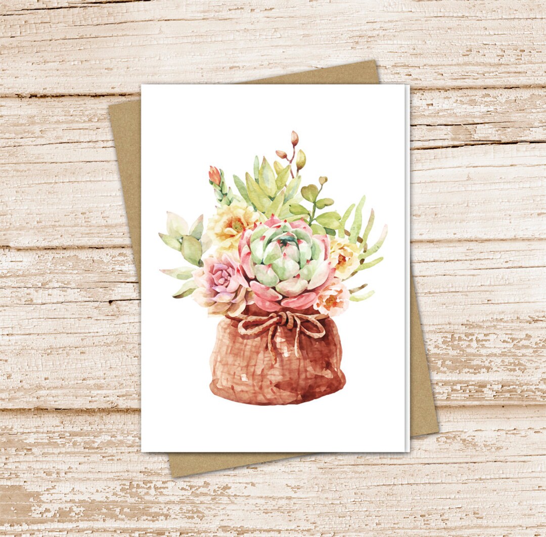 Watercolor Succulent Note Card Set: Floral Stationery - Etsy