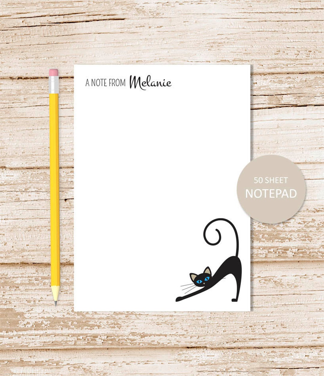Personalized Notepad . BLACK CAT Notepad . Cat Note Pad . Personalized ...