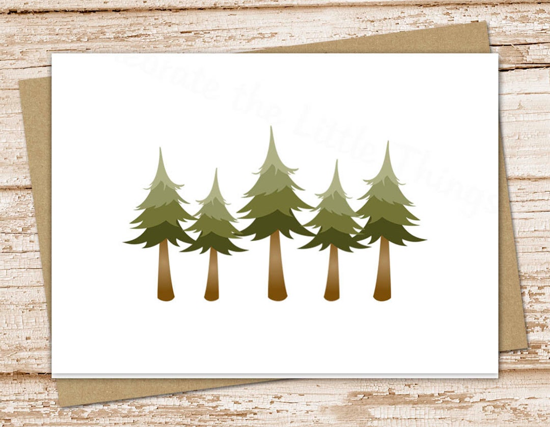 Pine Tree Note Card Set: Blank Forest Stationery - Etsy