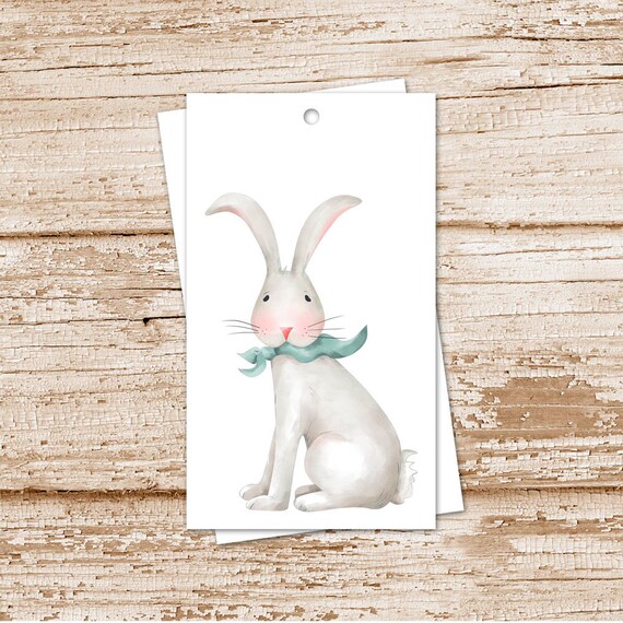 Easter bunny gift tags, watercolor Easter rabbit tags . cardstock tags ...