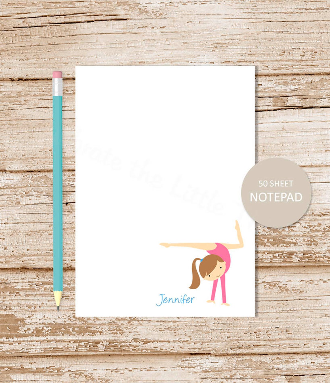 Personalized Gymnastics Notepad: 50-sheet Stationery - Etsy
