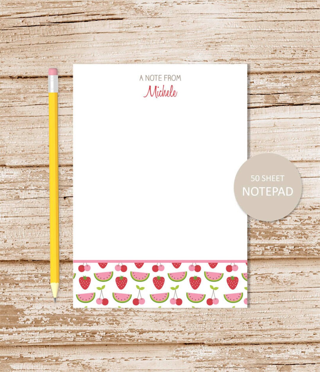 Personalized Fruit Notepad . Summer Fruits Note Pad . Watermelon ...