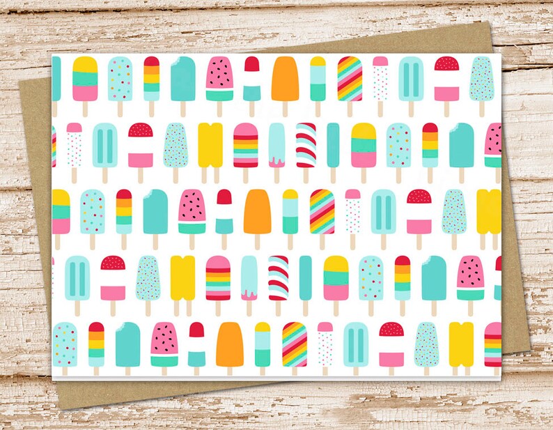 Ice Cream Note Cards, Popsicles Notecards . Blank Cards . Summer Icy ...