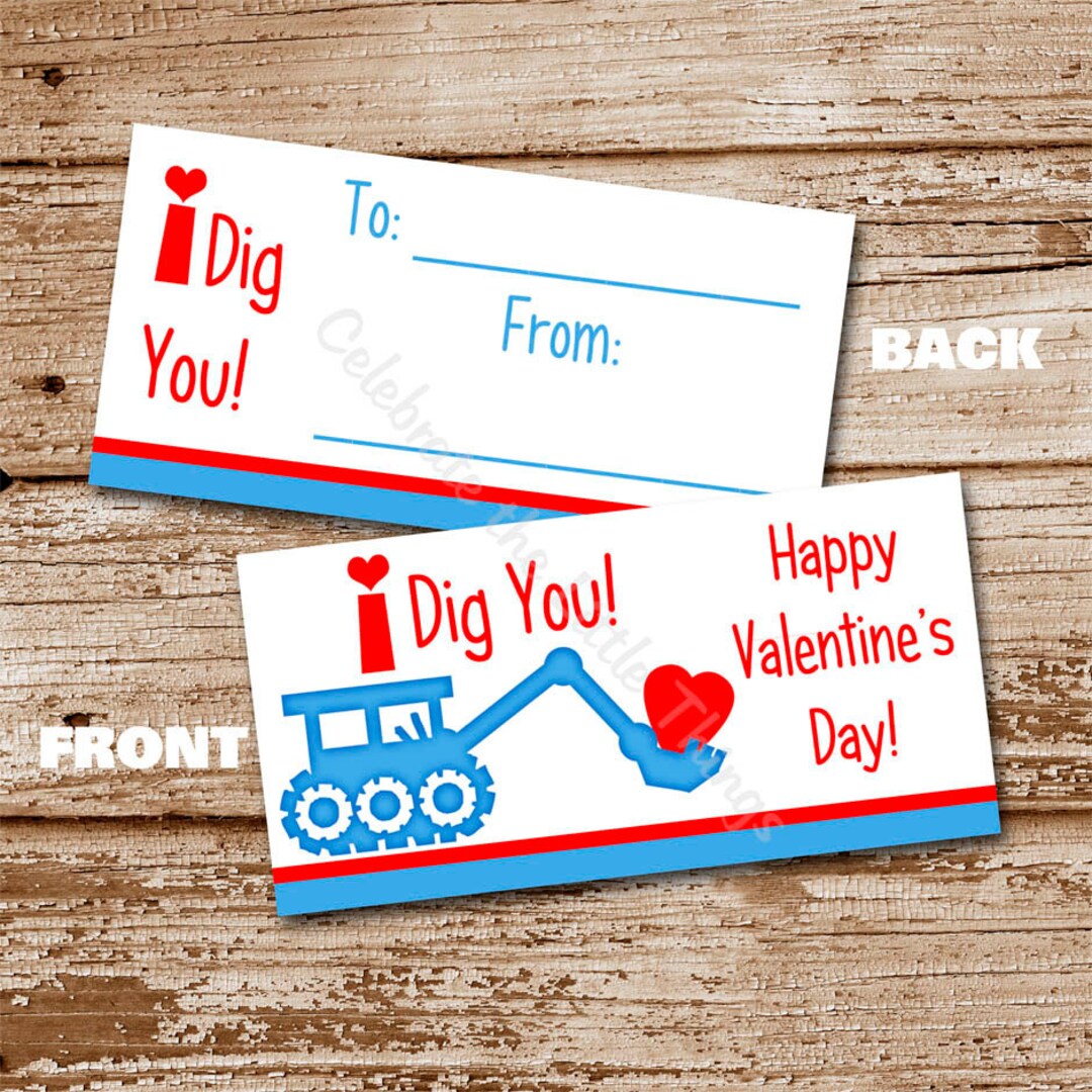 INSTANT DOWNLOAD Valentine's Day Treat Bag Toppers Digger, I Dig You ...