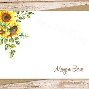 Personalized Stationery Set . Watercolor Sunflowers . Notepad + Note ...