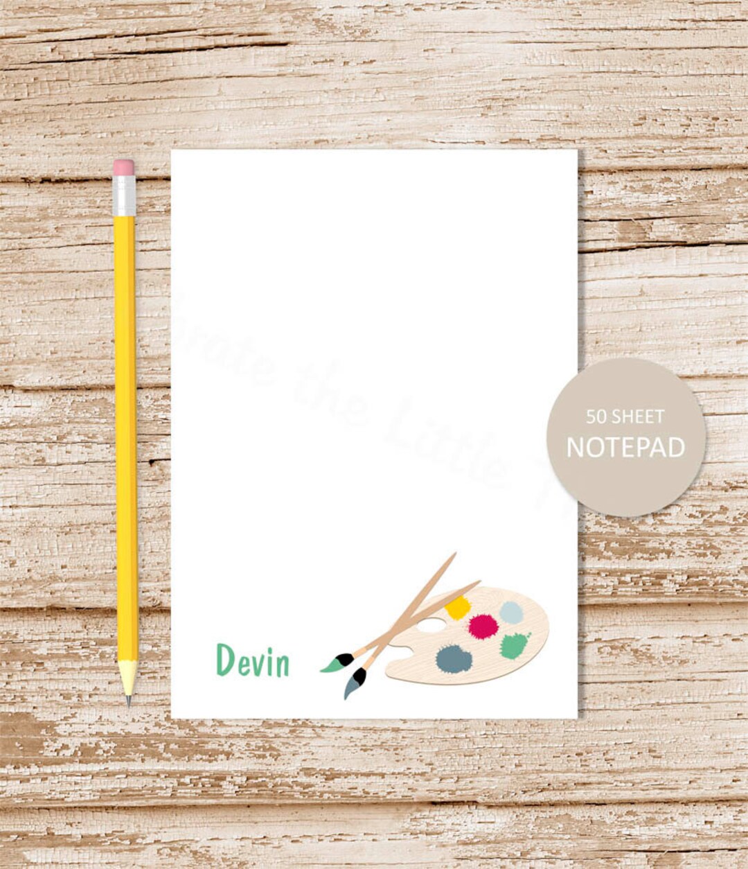 Personalized Notepad . ARTIST Notepad . Art Note Pad . Personalized ...