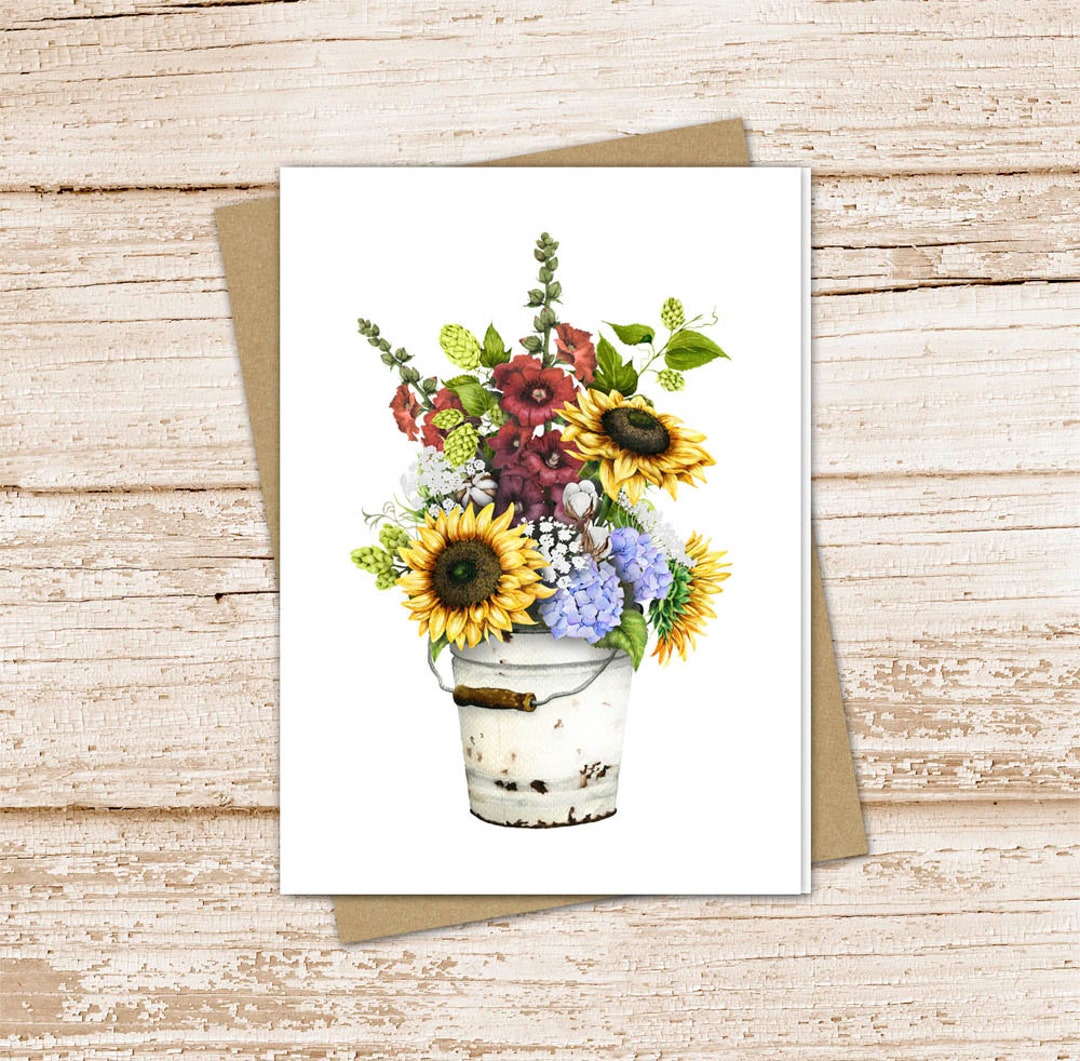 Summer Sunflower Card Set . Watercolor Flower Mix Note Cards ...