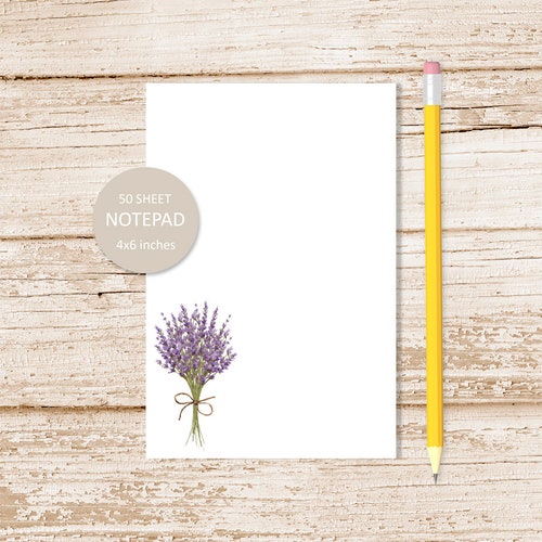 Lavender Notepad . Watercolor Lavender Note Pad . Floral Note - Etsy