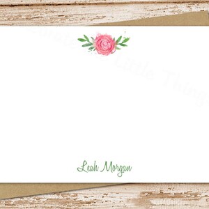 Personalized Rose Note Card Set: Watercolor Floral Stationery - Etsy