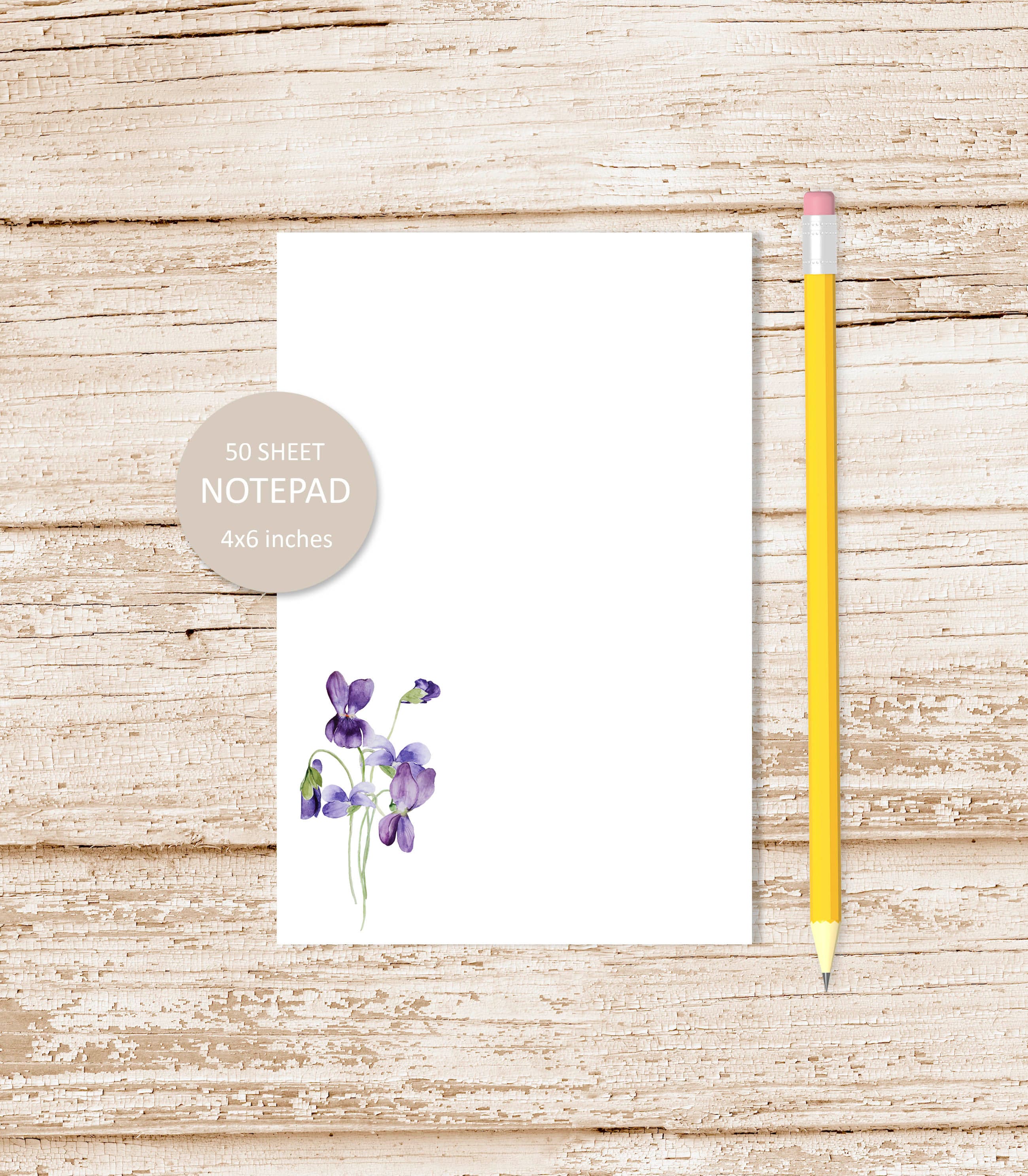 Violet Notepad . Watercolor Violet Flower Note Pad . February - Etsy