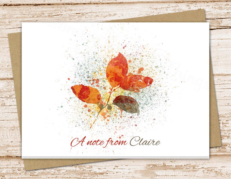 Personalized Note Cards Notecard . Autumn Leaf Leaves - Etsy