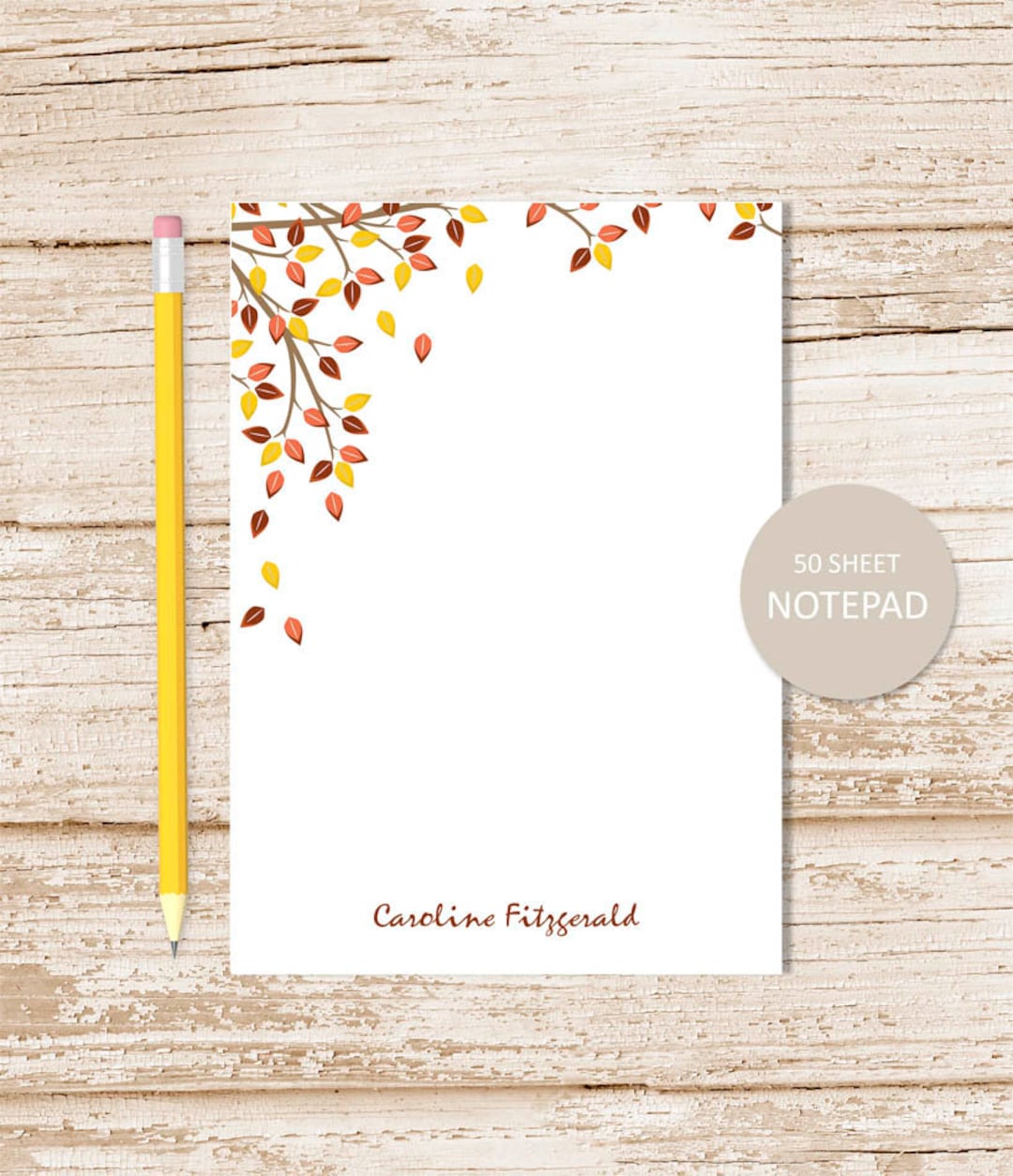 Personalized Autumn Notepad: Fall Leaves Stationery Gift - Etsy