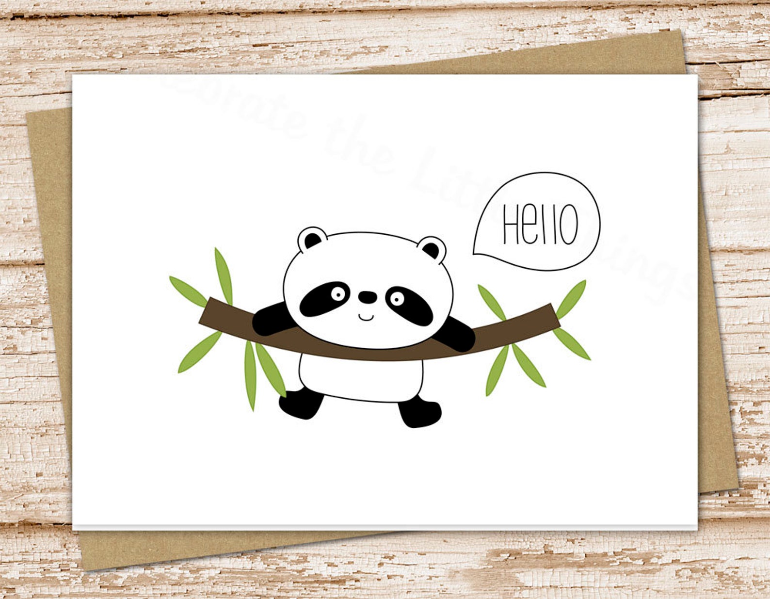 Panda Bear Card Set . Cute Panda Note Card . Hello Greeting - Etsy