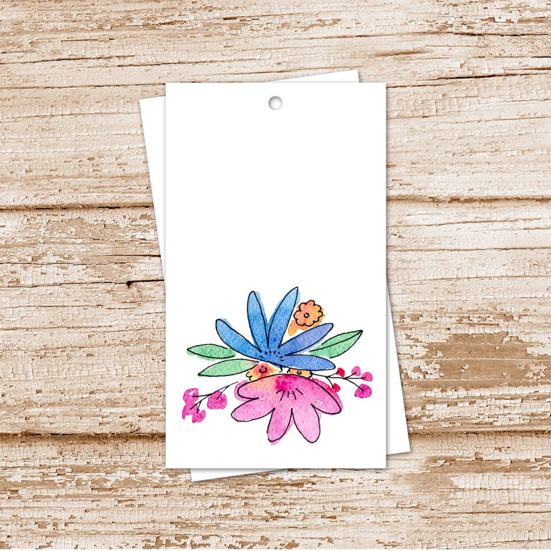 Watercolor Flowers Gift Tags: Colorful Cardstock, Set of 8 - Etsy
