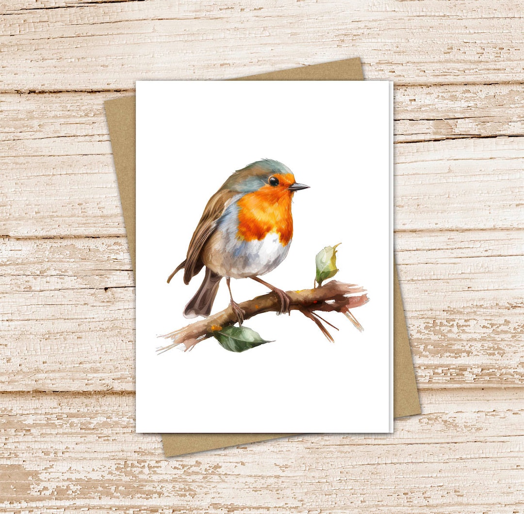 Watercolor Robin Card Set . Robin in Tree Note Cards Notecards . Bird ...