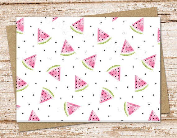 watermelon note card set . summer fruit slices notecards . blank note ...