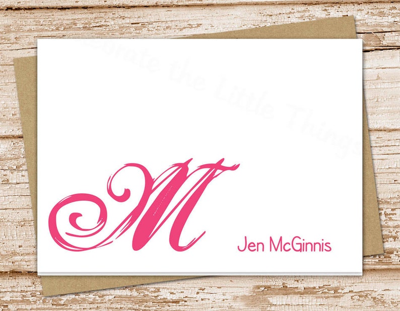 Initial Note Cards . Monogram Notecards . Cursive Initial . - Etsy