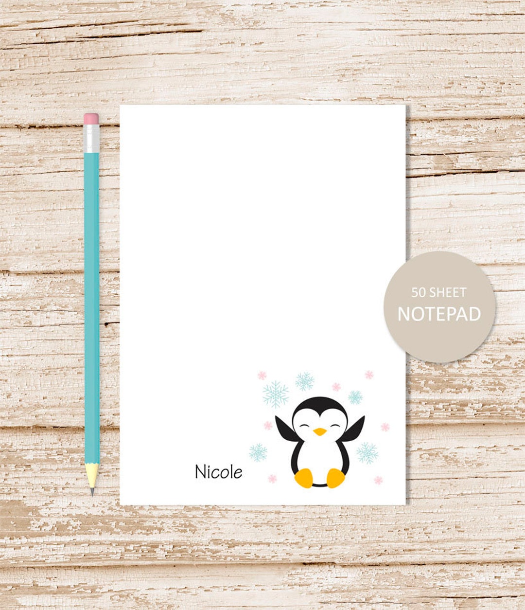 Personalized Penguin Notepad: Youthful Stationery Gift - Etsy