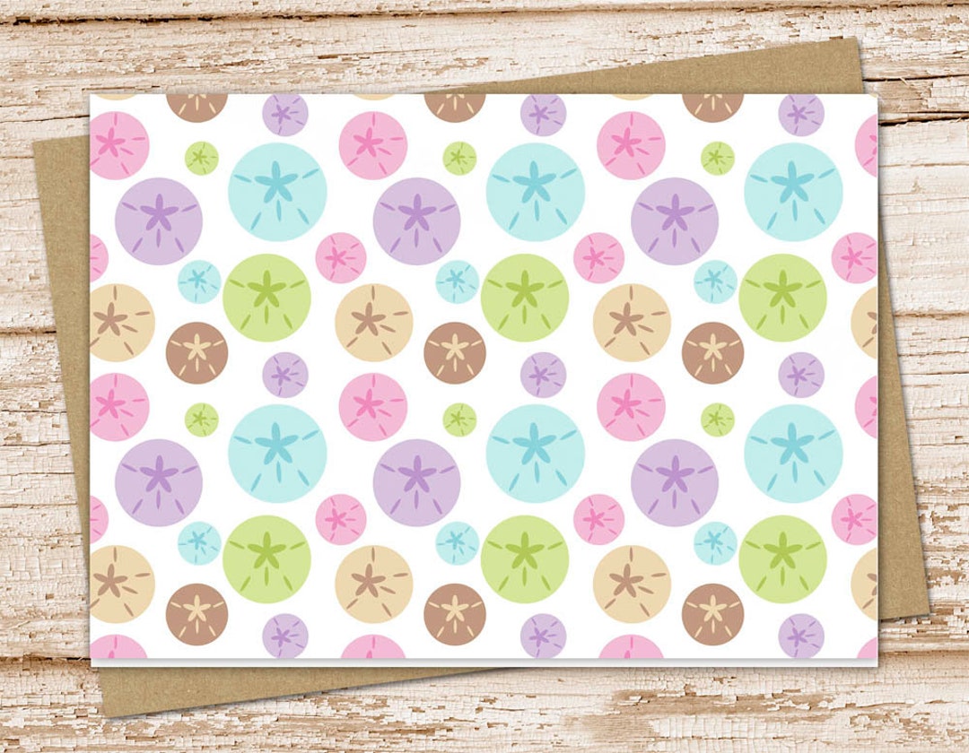 Sand Dollar Seashells Card Set . Summer, Beach . Colorful Blank Cards ...
