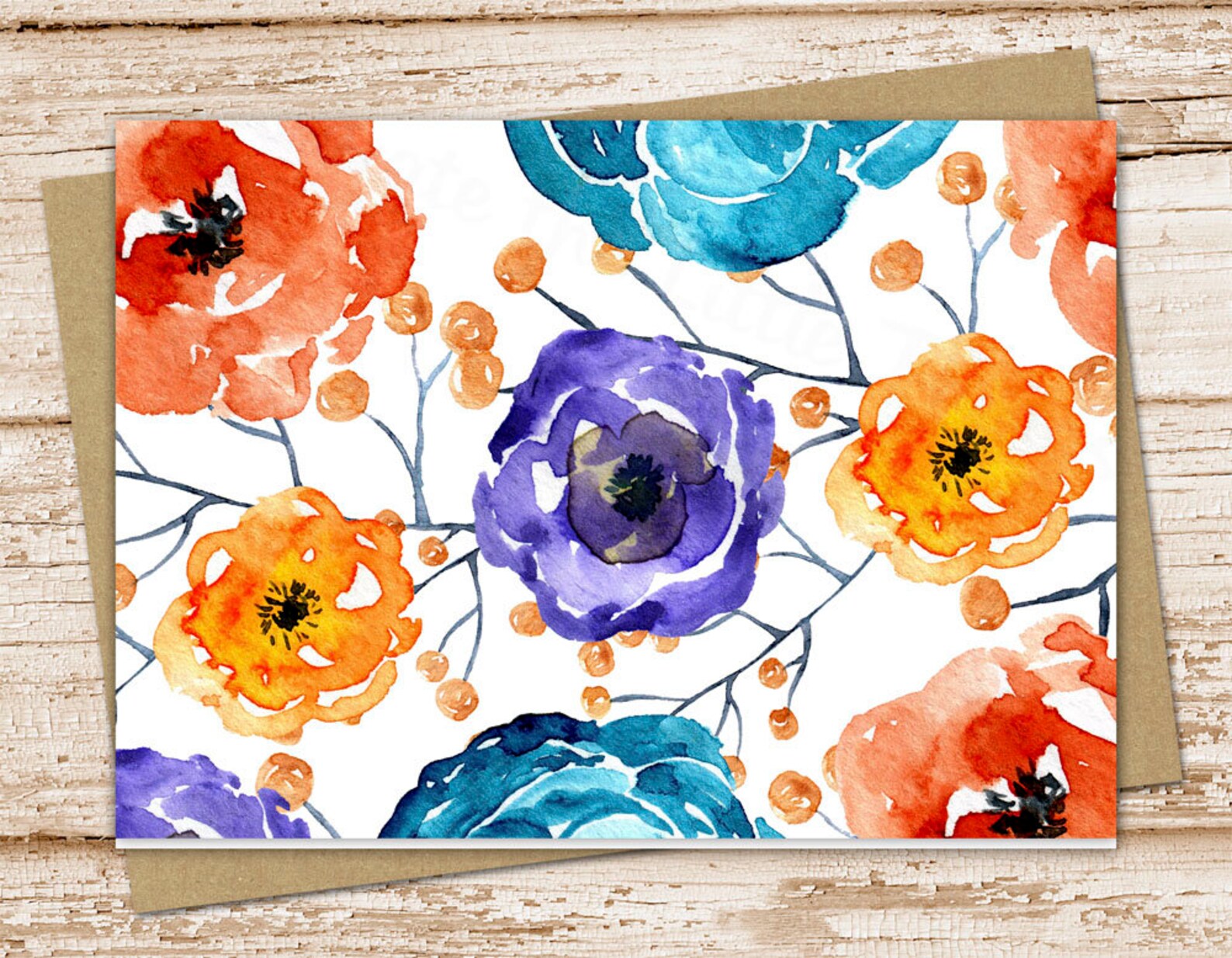 Watercolor Florals Note Card Set . Flowers Notecards . Multi - Etsy