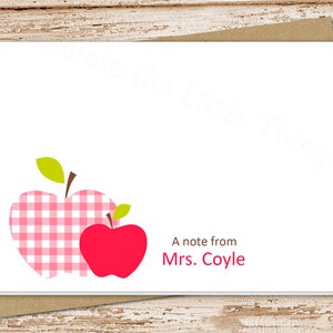 Personalized APPLE Stationery Set . Teacher Notepad + Note Card Set ...