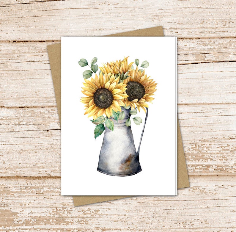 Sunflower Card Set . Watercolor Sunflowers Note Cards . - Etsy