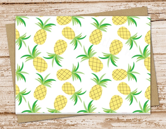 pineapple card set, pineapples note cards, notecards . tropical fruit ...