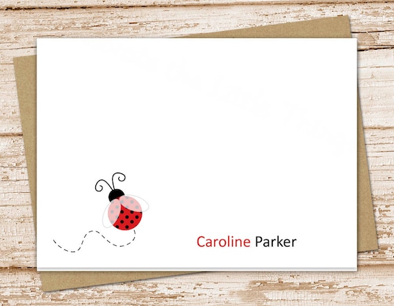 Personalized Ladybug Note Cards Notecards . Red Ladybug . | Etsy