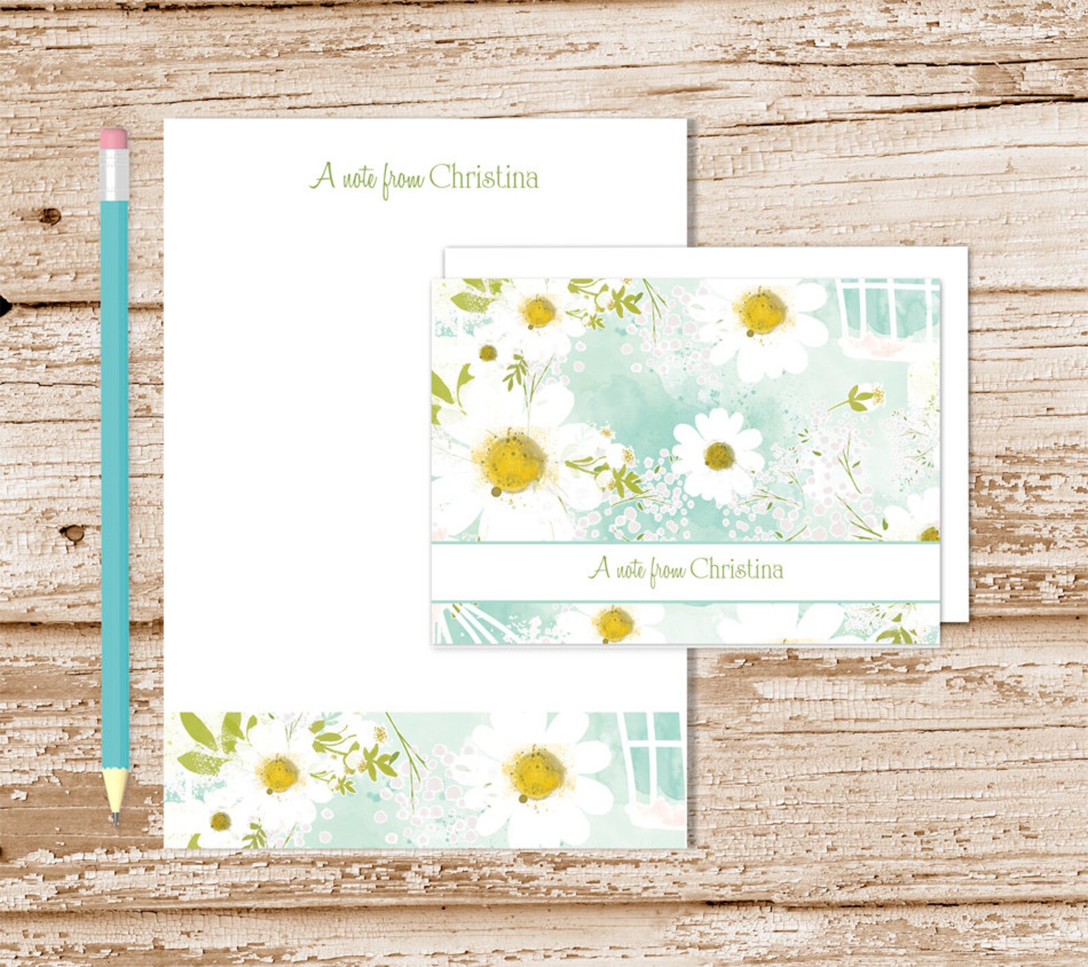 Personalized Daisy Stationery Set . Camomile Daisies Notepad - Etsy