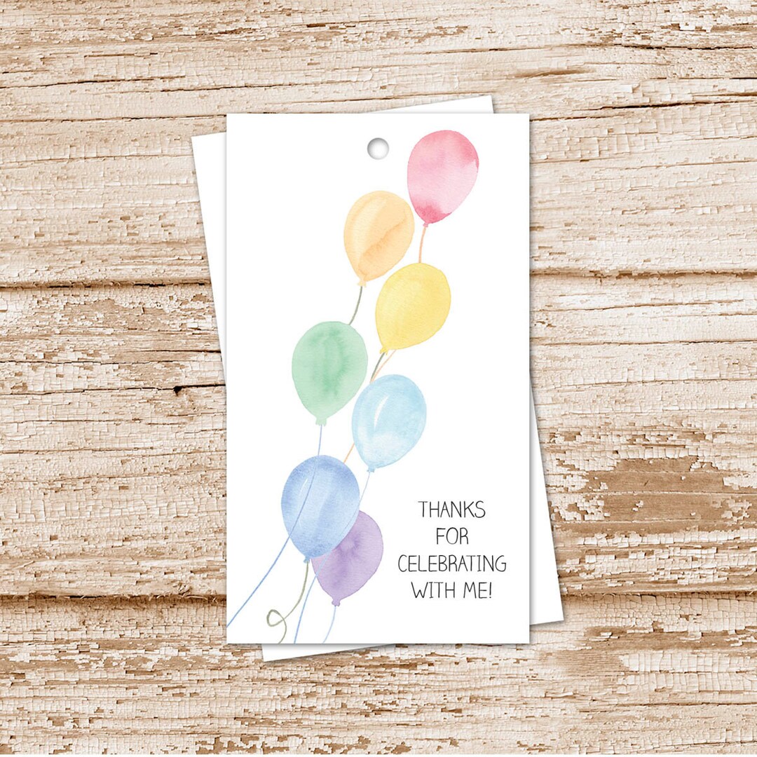 Watercolor Balloon Gift Tags: Birthday Party Favors, Set of 8 - Etsy