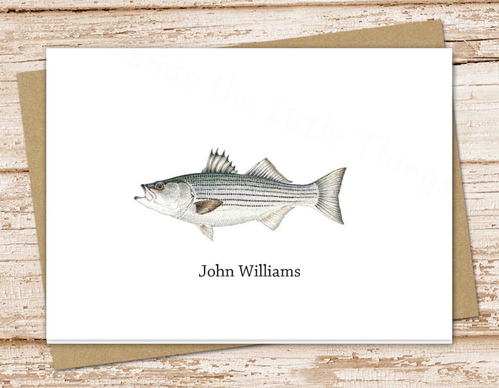 Fish note cards striped bass notecards . fishing fisherman | Etsy