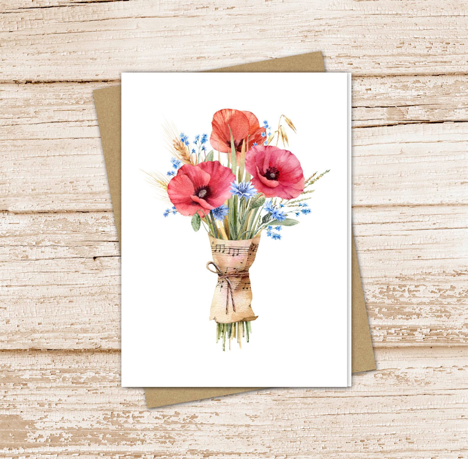 Pink & Blue Flowers Card Set . Watercolor Spring Flower Bouquet Note ...