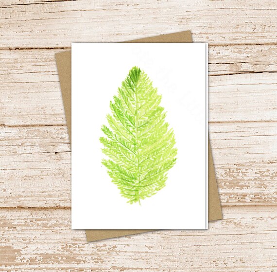 fern leaf card set . watercolor note cards . evergreen, leaf, nature ...