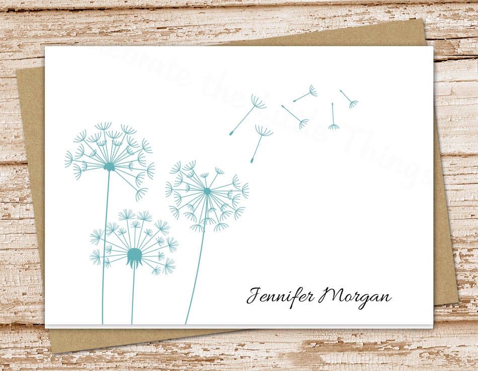 Personalized Dandelion Note Card Set . Dandelion Notecards . | Etsy