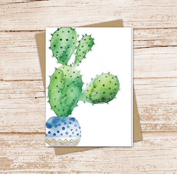 cactus card set . watercolor cactus note cards . plants, nature . blank ...
