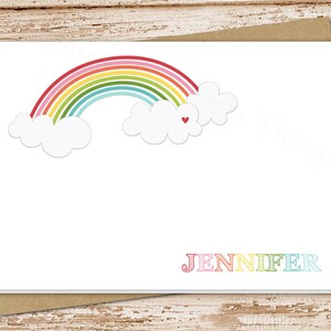 Personalized Rainbow Stationery Set . Rainbow & Clouds Notepad Note Card Set . Girls Notecards ...