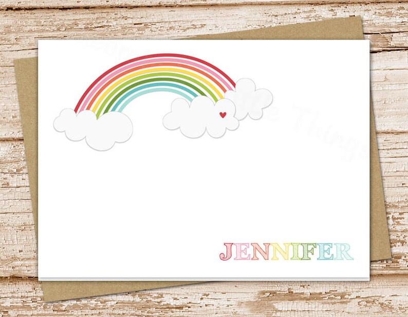 Personalized rainbow stationery set . rainbow & clouds notepad | Etsy